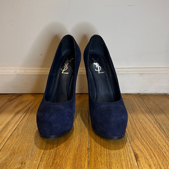 Yves Saint Laurent | Shoes | Ysl 6inch Platform Pumps Navy Suede Size ...